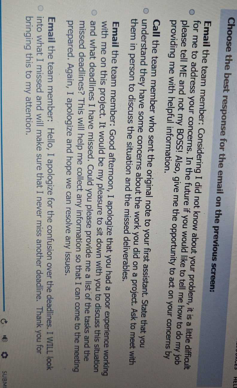 Choose the best response for the email on | StudyX