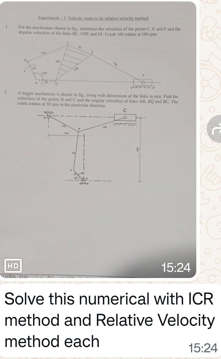 1. For the mechanism shown in fig., | StudyX