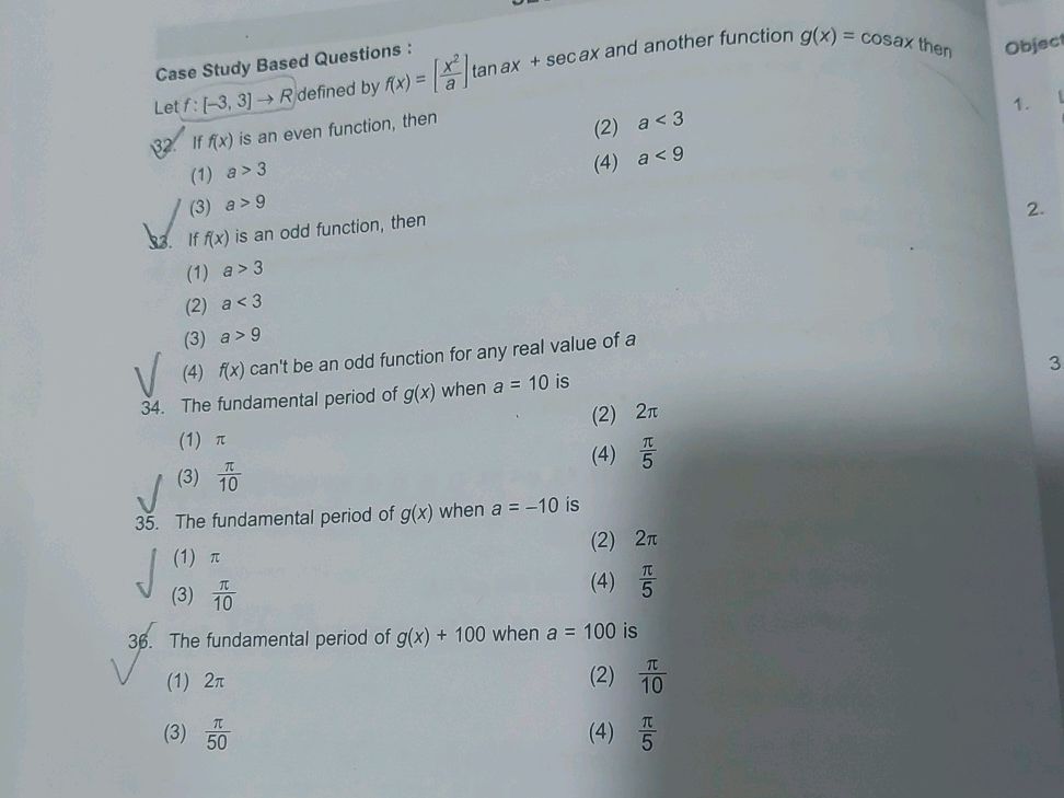 Case Study Based Questions: Let $f: [-3, 3] | StudyX