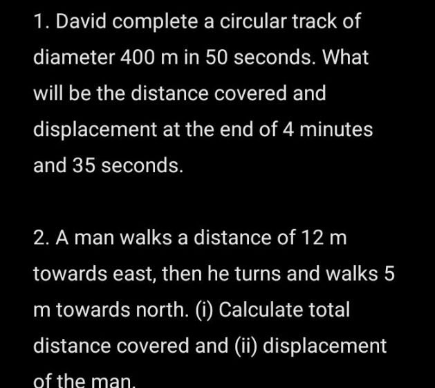 1. David complete a circular track of | StudyX