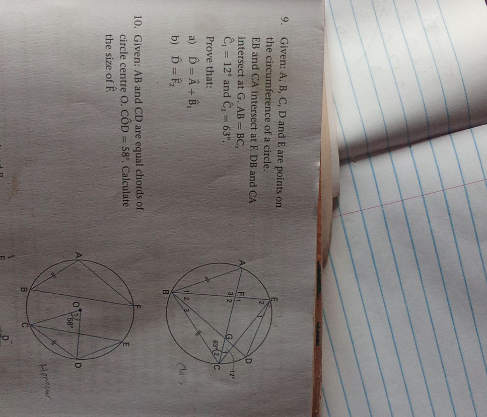 9. Given: A, B, C, D and E are points on the | StudyX