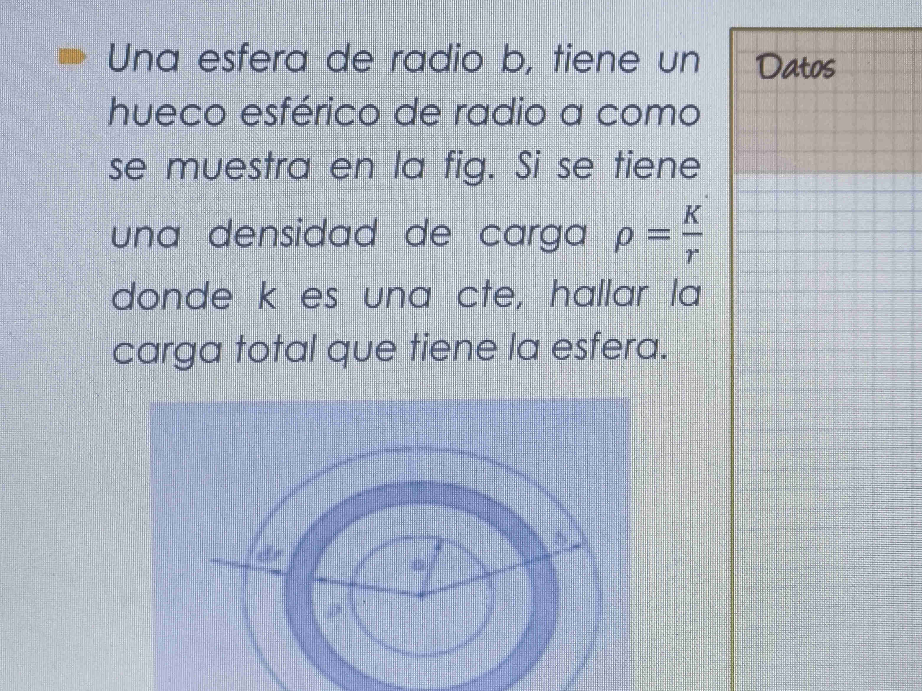 Una esfera de radio b, tiene un hueco | StudyX