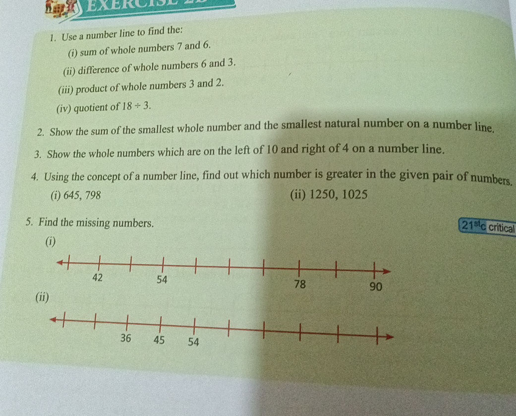 1. Use a number line to find the: (i) sum of | StudyX