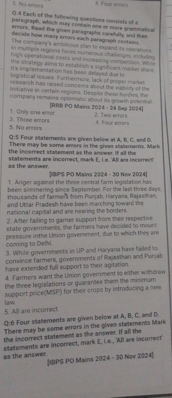 Q:4 Each of the following questions consists | StudyX