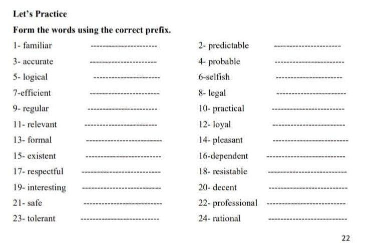 Form the words using the correct prefix. 1- | StudyX