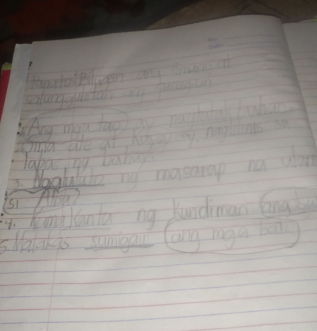 Panuto: Bilugan ang simuno at salungguhitan | StudyX