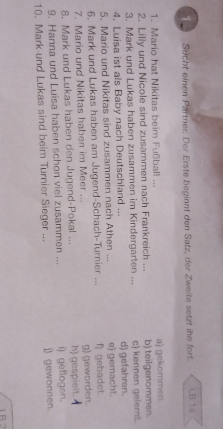 1. Mario hat Nikitas beim Fußball ... 2. | StudyX