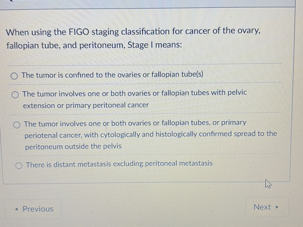 When using the FIGO staging classification | StudyX