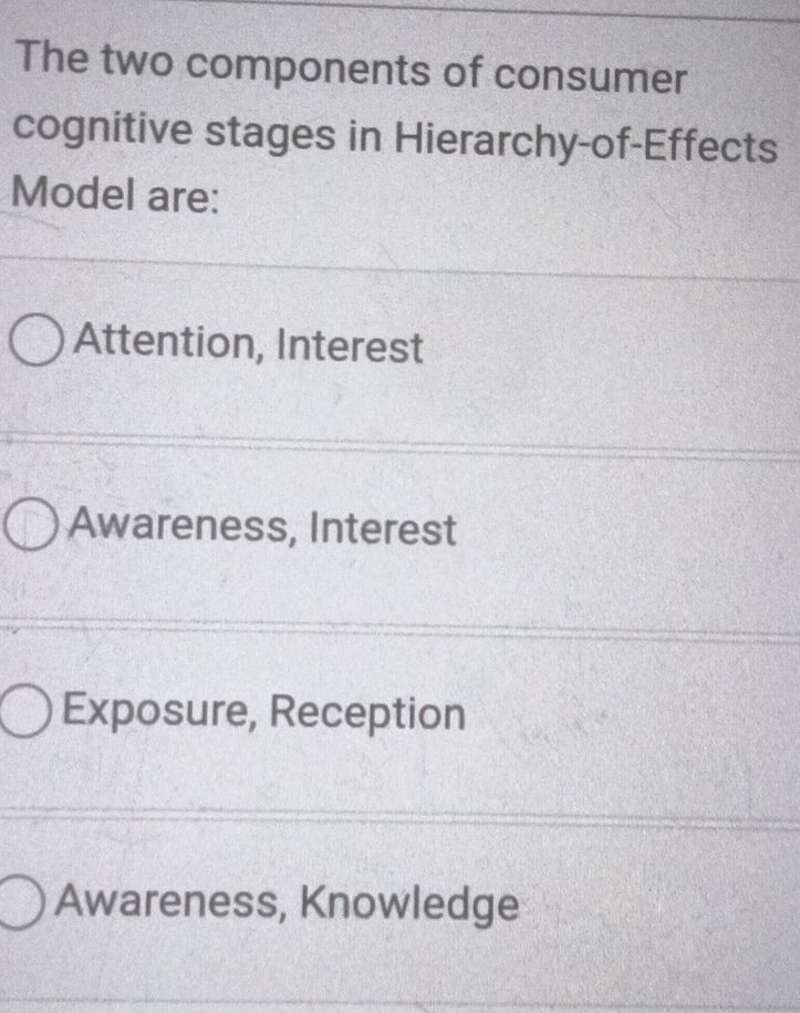 The two components of consumer cognitive | StudyX