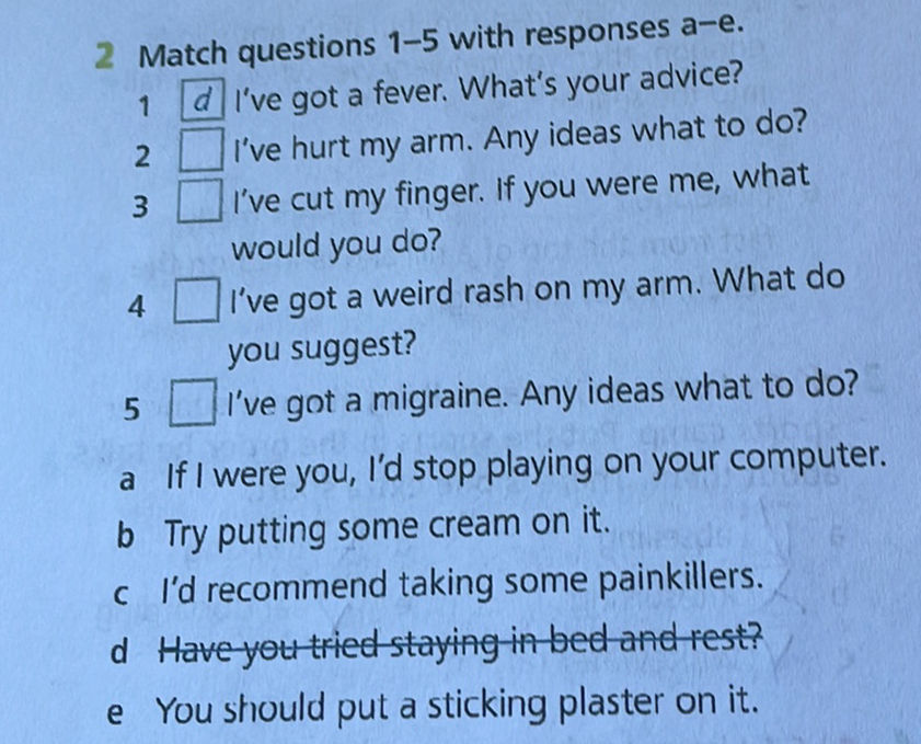 2 Match questions 1-5 with responses a-e. 1 | StudyX
