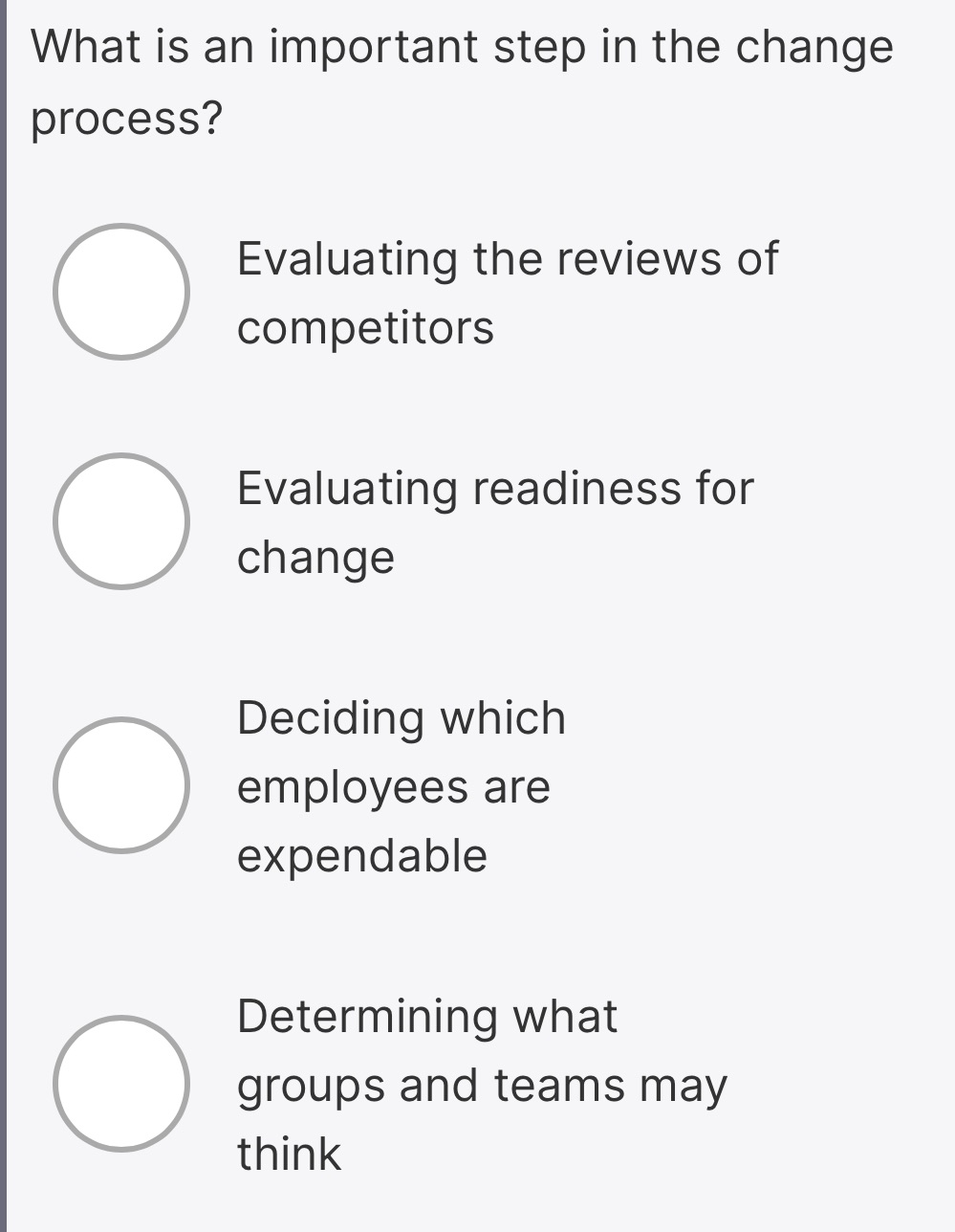 What is an important step in the change | StudyX