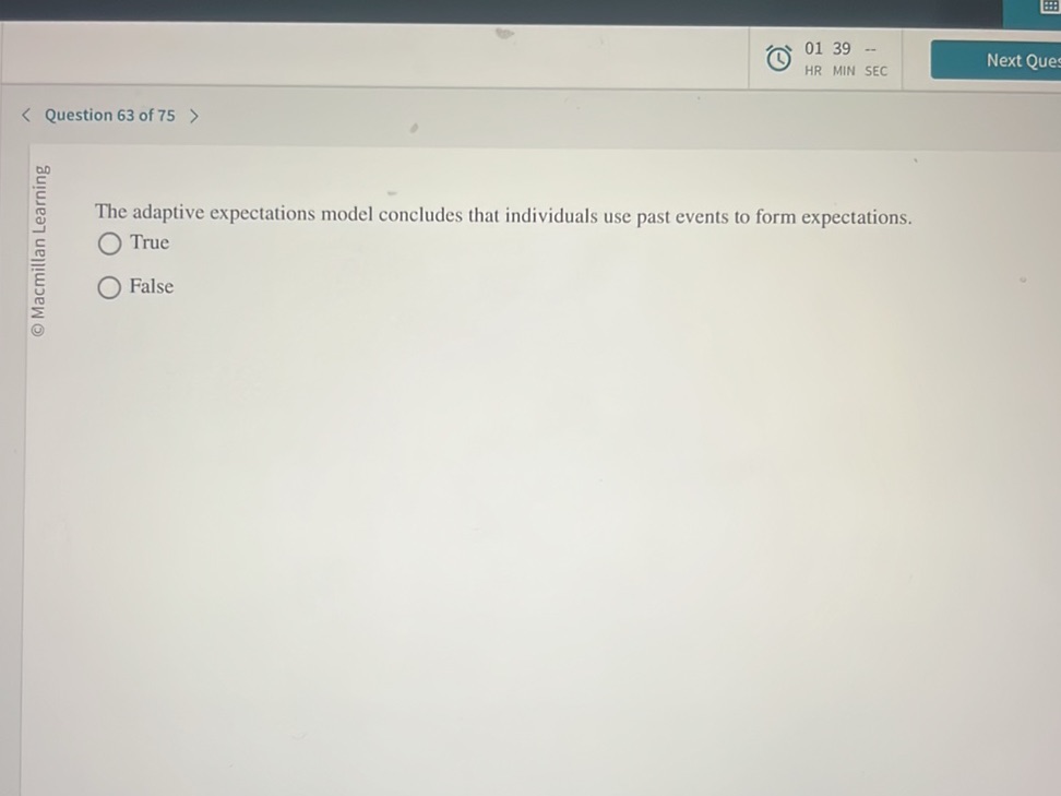The adaptive expectations model concludes | StudyX