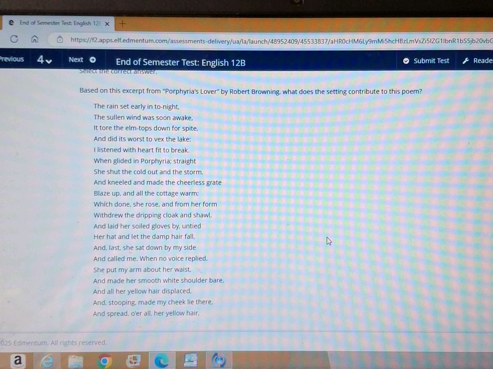 Based on this excerpt from "Porphyria's | StudyX