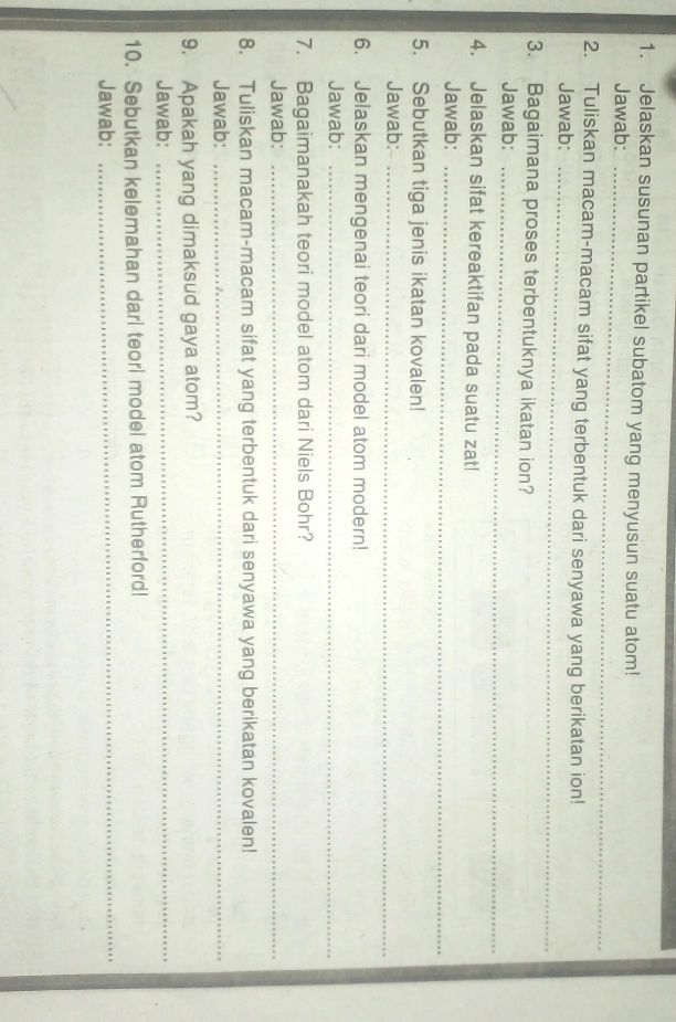 1. Jelaskan susunan partikel subatom yang | StudyX