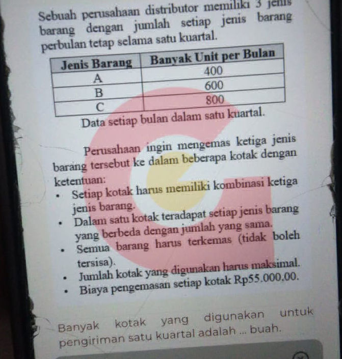 Sebuah perusahaan distributor memiliki 3 | StudyX