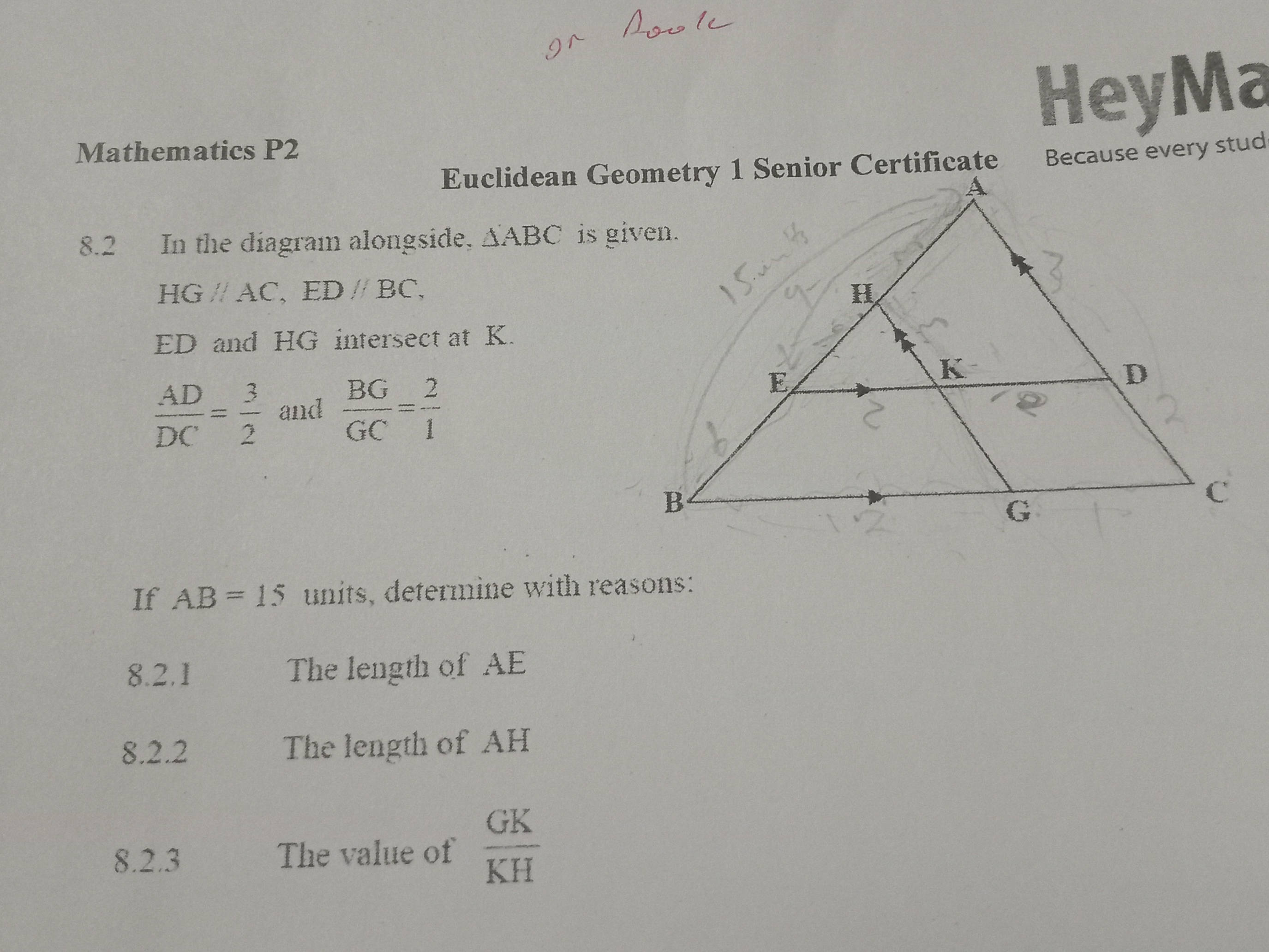 In the diagram alongside, ΔABC is given. HG | StudyX