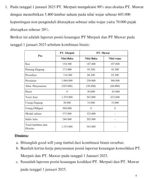 1. Pada tanggal 1 januari 2025 PT. Merpati | StudyX