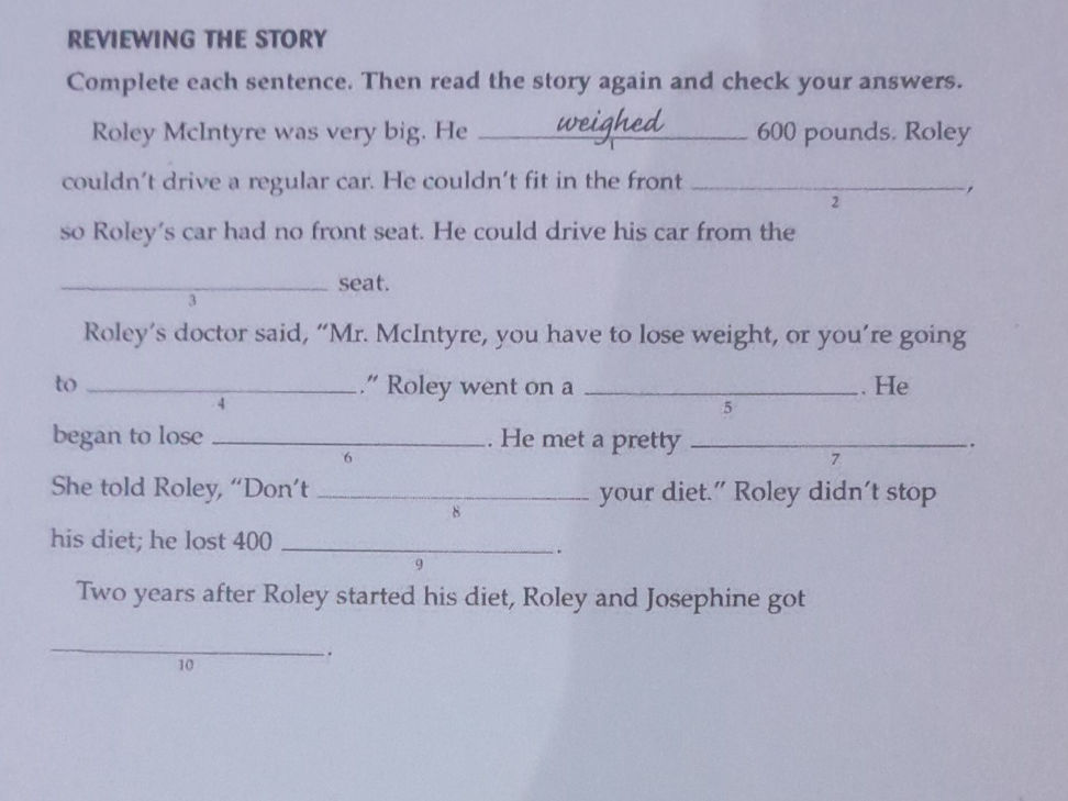 Complete each sentence. Then read the story | StudyX