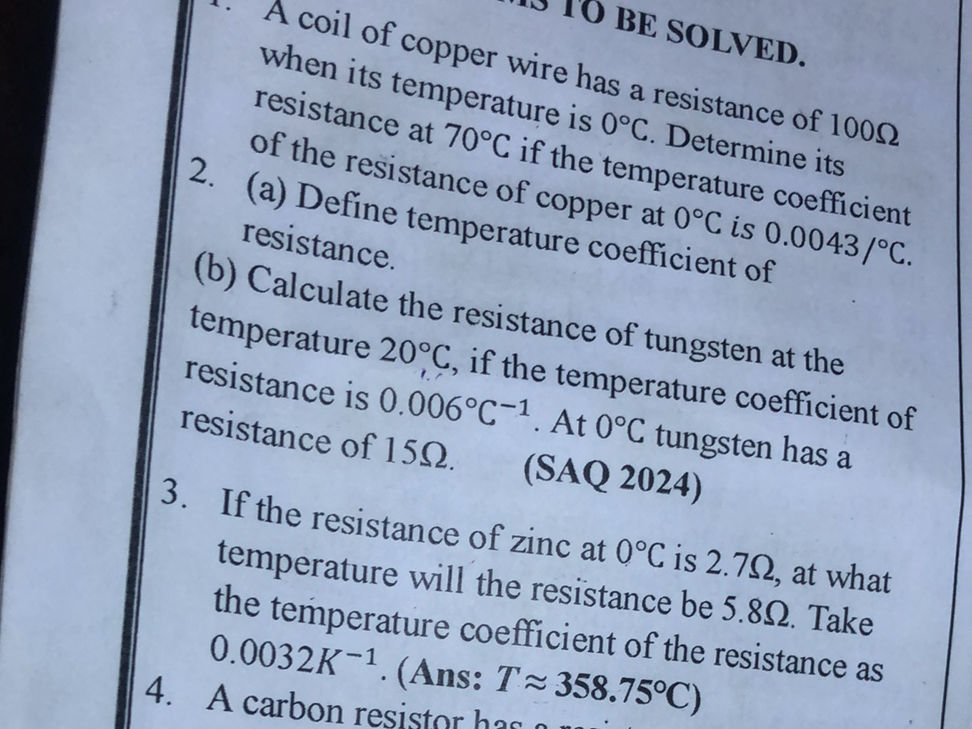 1. A coil of copper wire has a resistance of | StudyX