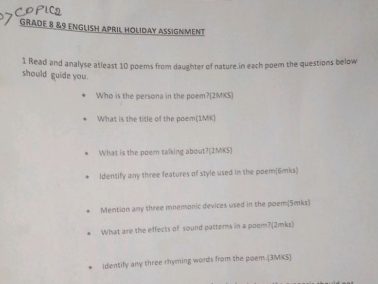 1 Read and analyse atleast 10 poems from | StudyX