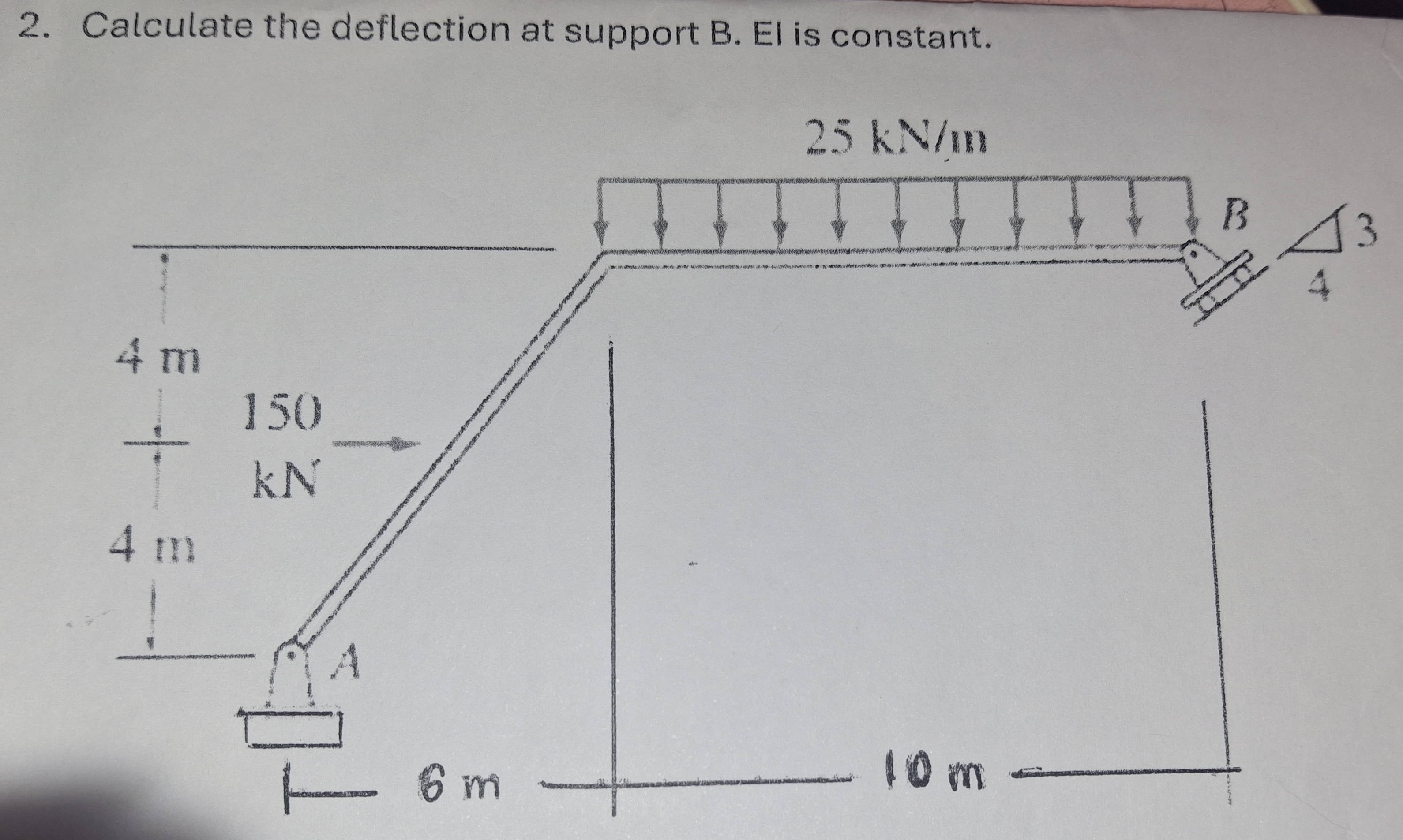 2. Calculate the deflection at support B. EI | StudyX
