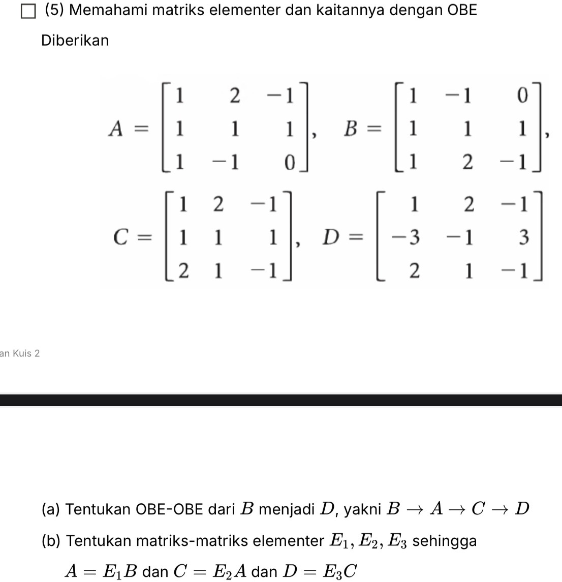 (5) Memahami matriks elementer dan kaitannya | StudyX