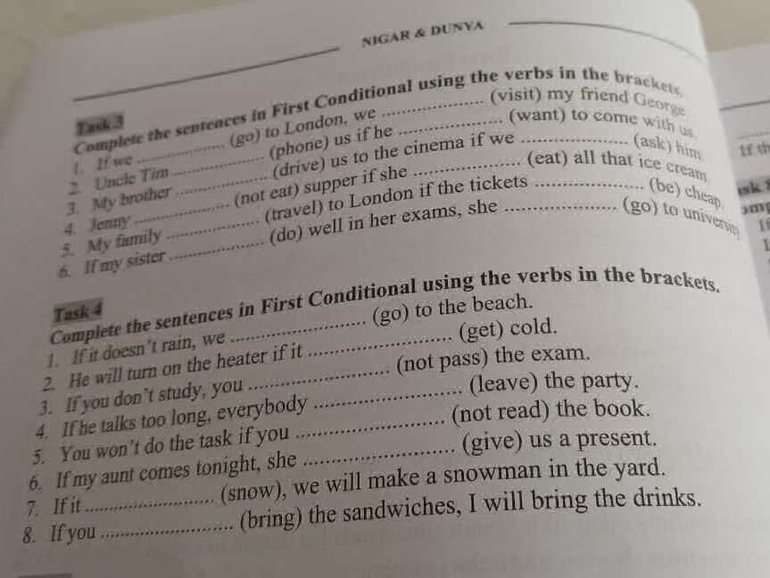 Task 3 Complete the sentences in First | StudyX