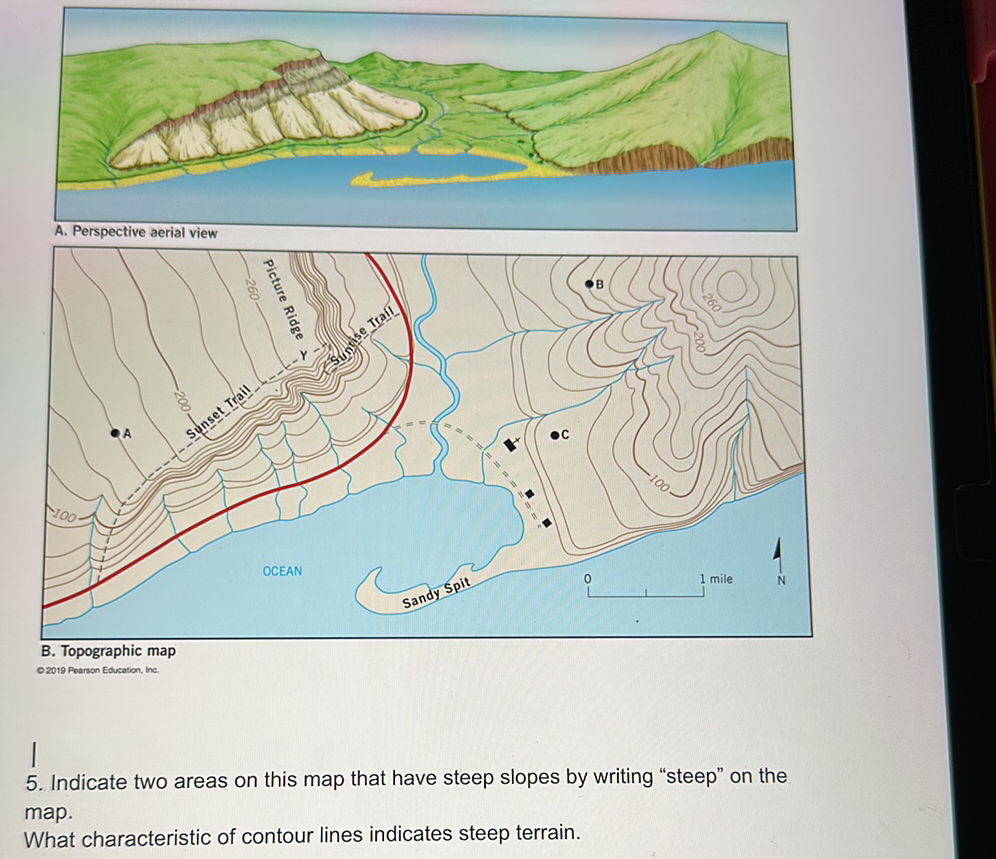 5. Indicate two areas on this map that have | StudyX