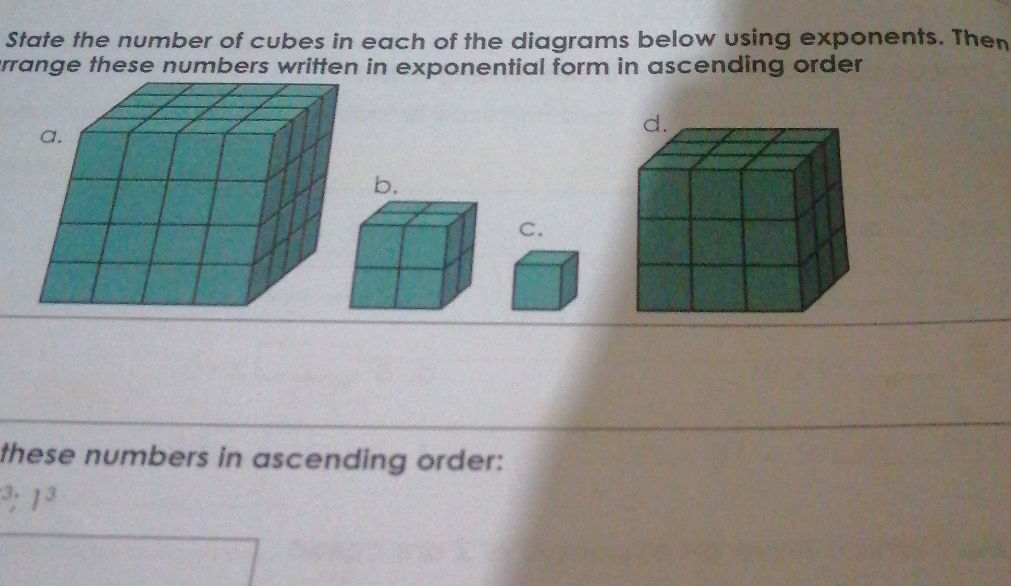 State the number of cubes in each of the | StudyX