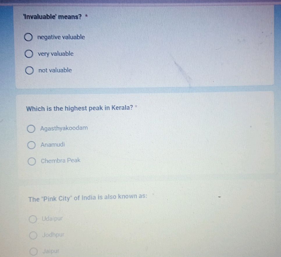 'Invaluable' means? * negative valuable very | StudyX