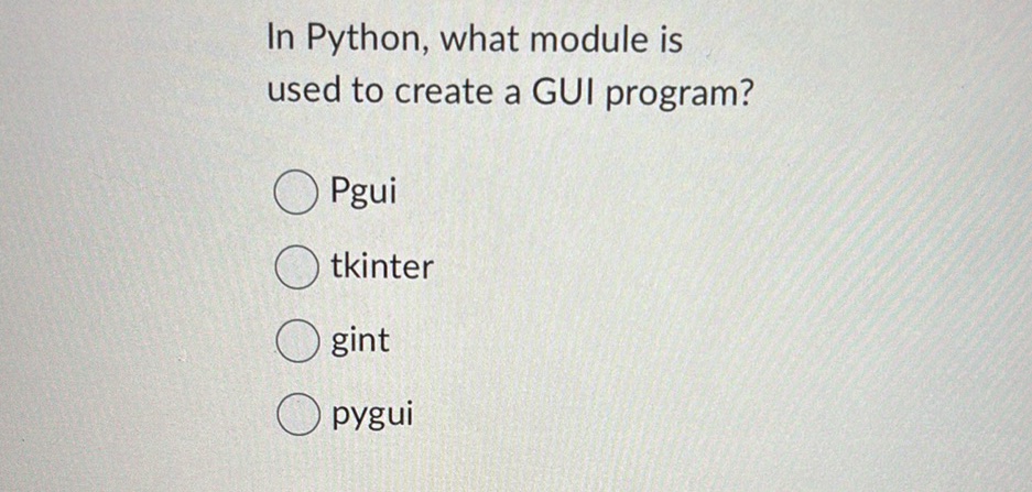 In Python, what module is used to create a | StudyX