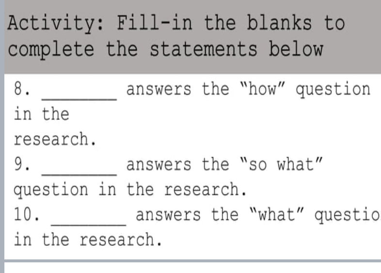 Activity: Fill-in the blanks to complete the | StudyX