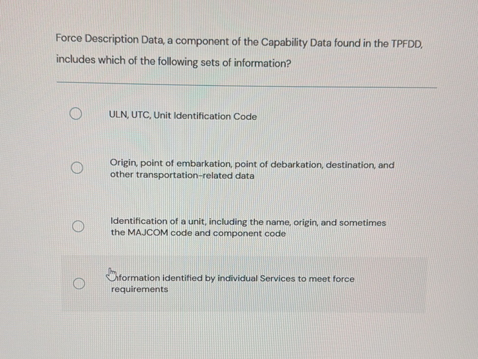Force Description Data, a component of the | StudyX