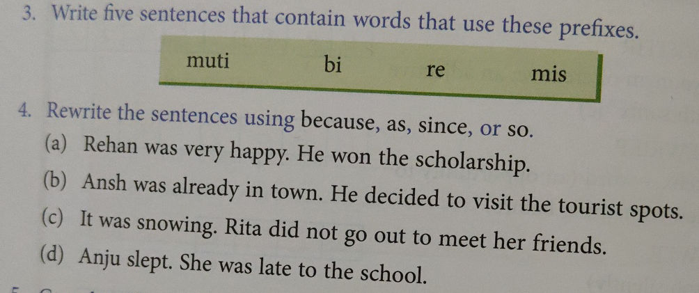 3. Write five sentences that contain words | StudyX