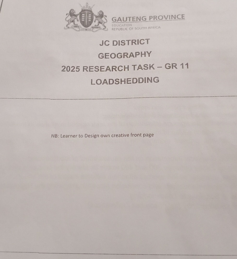 JC DISTRICT GEOGRAPHY 2025 RESEARCH TASK - | StudyX