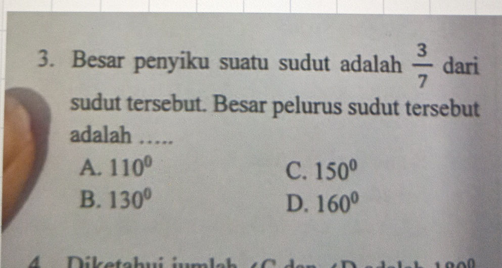 3. Besar penyiku suatu sudut adalah $ | StudyX