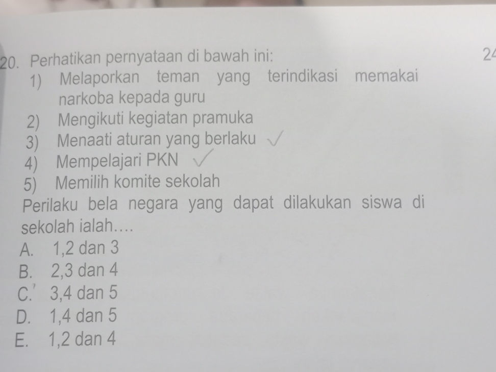 20. Perhatikan pernyataan di bawah ini: 1) | StudyX