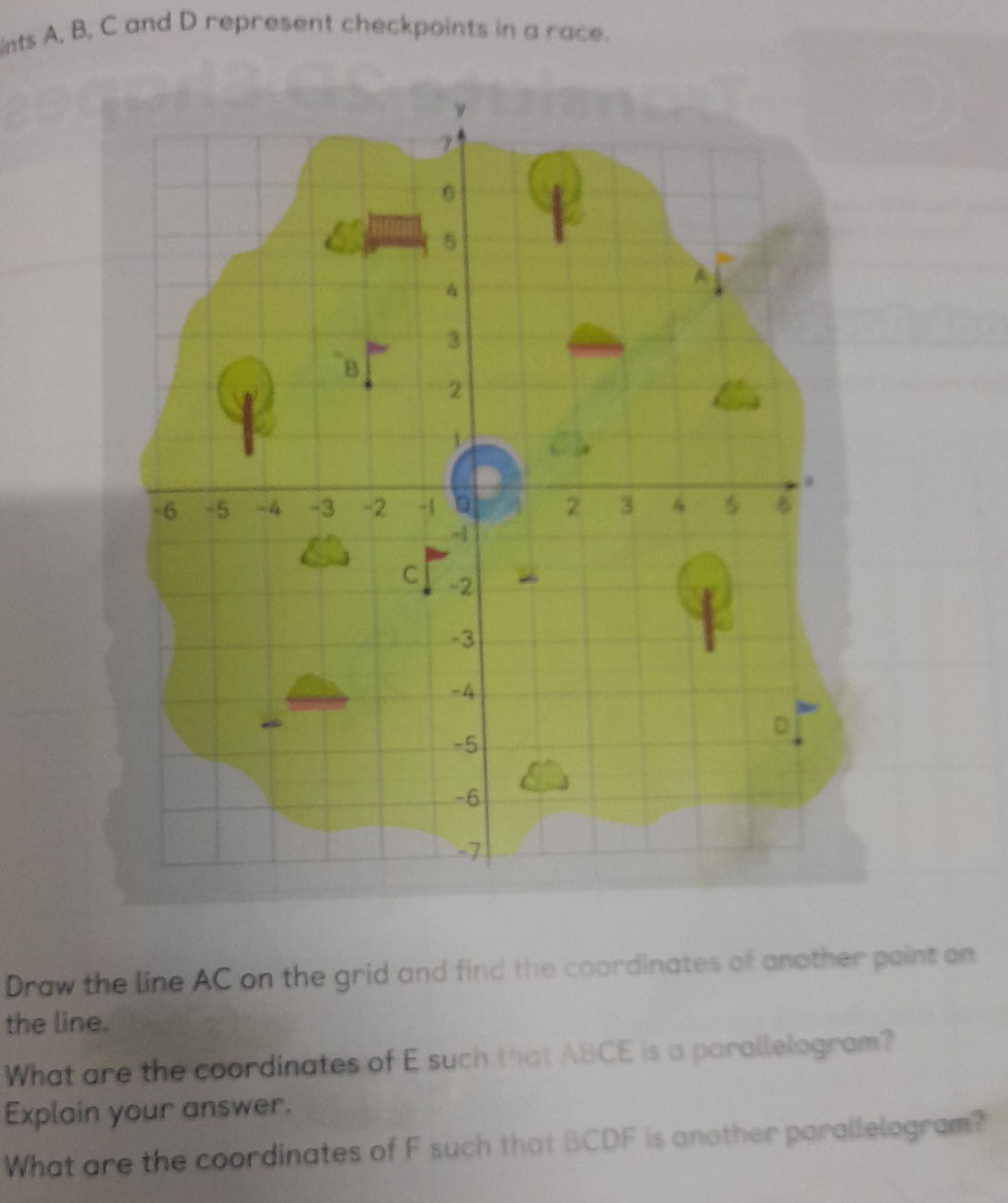 Draw the line AC on the grid and find the | StudyX