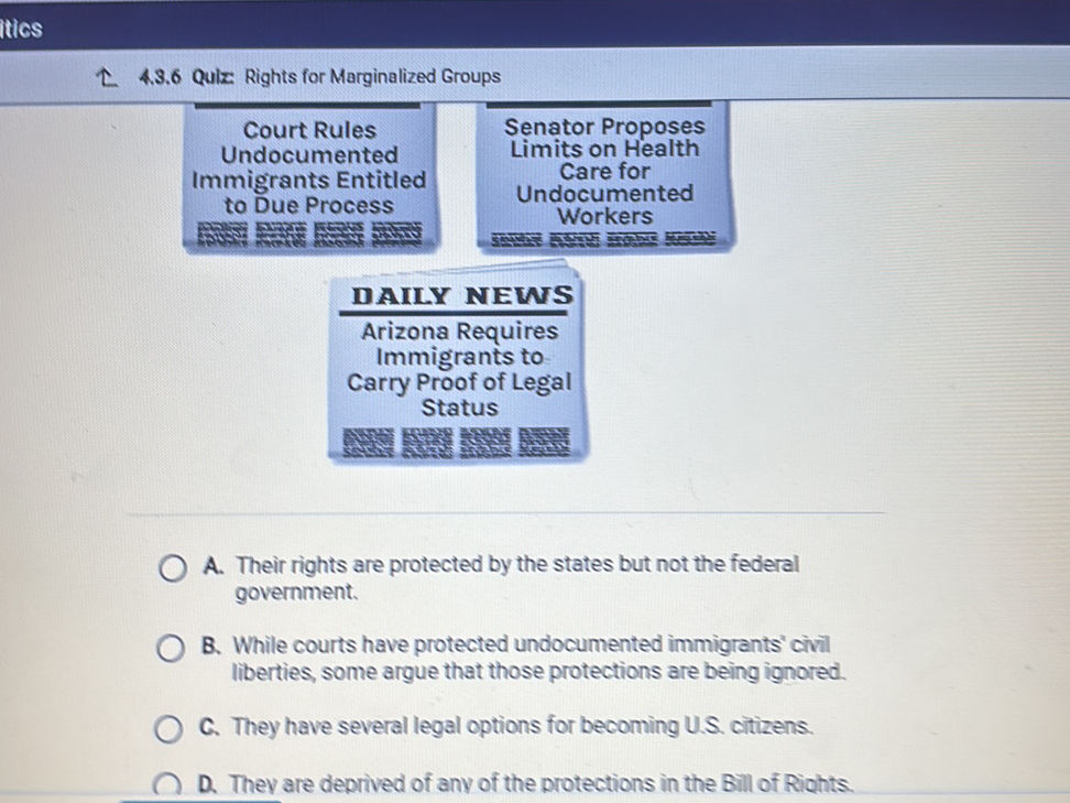 A. Their rights are protected by the states | StudyX