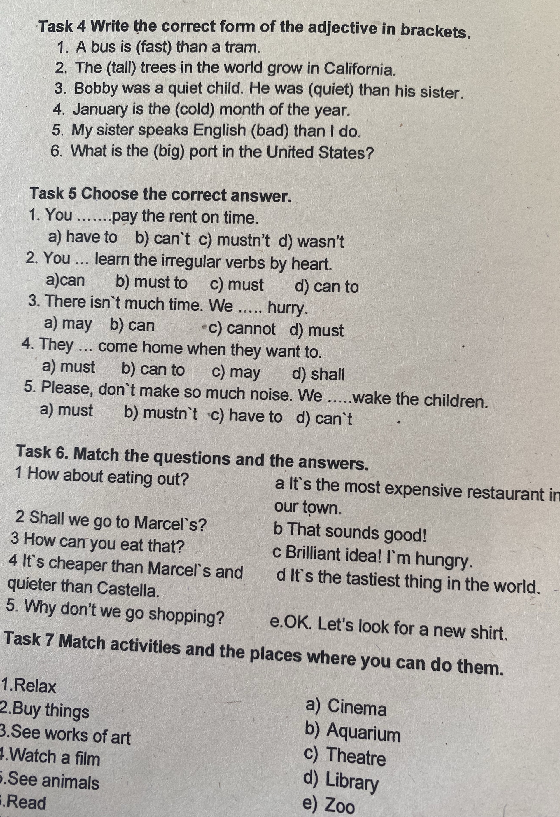 Task 4 Write the correct form of the | StudyX