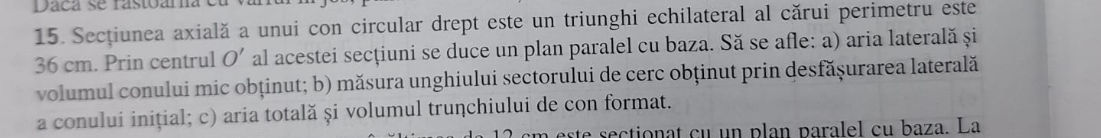 Secțiunea axială a unui con circular drept