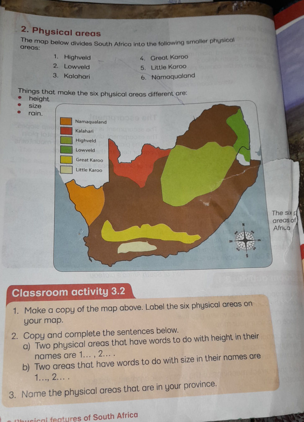 2. Physical areas The map below divides | StudyX
