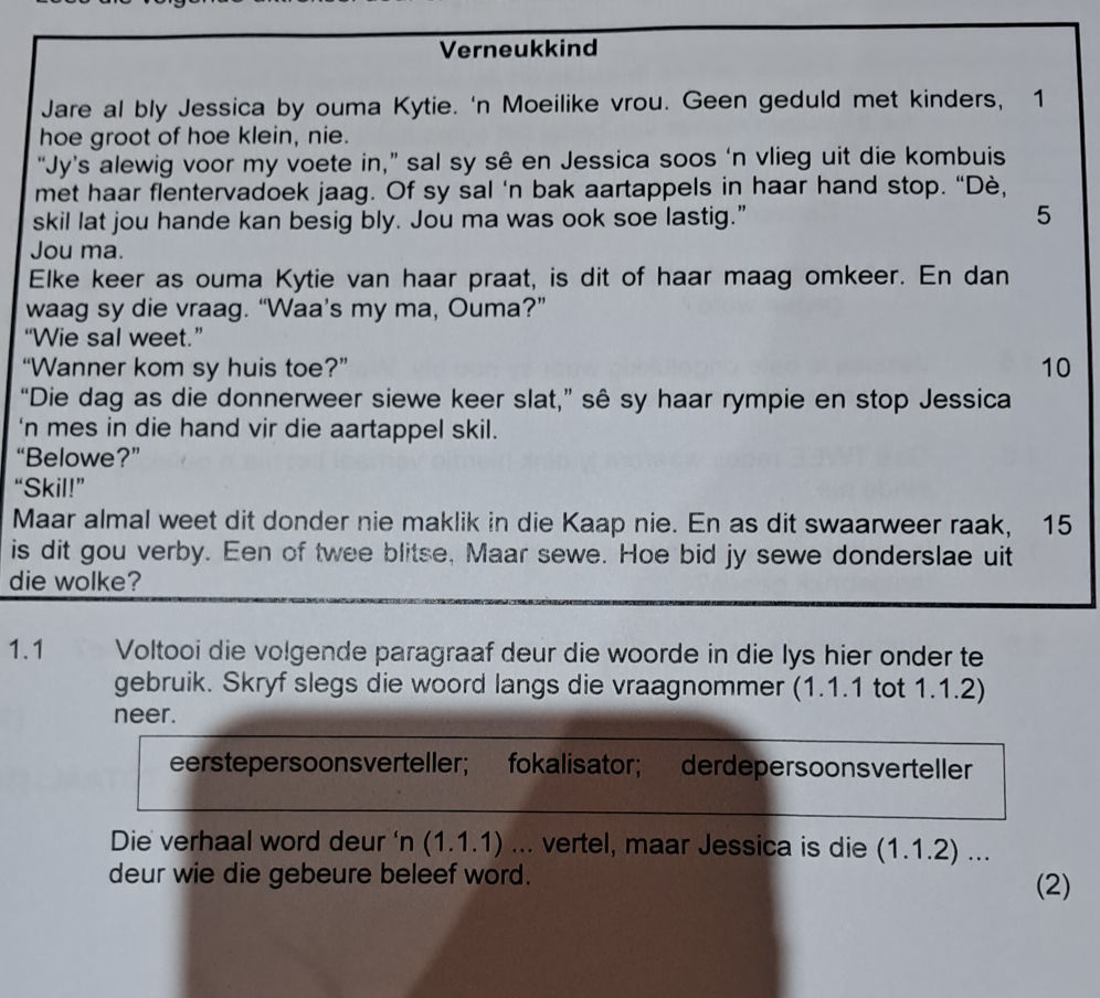 1. Voltooi die volgende paragraaf deur die | StudyX