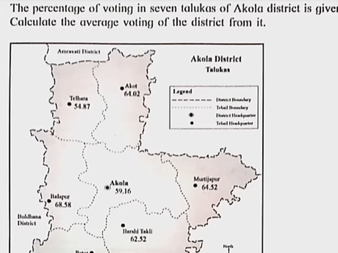 The percentage of voting in seven talukas of | StudyX