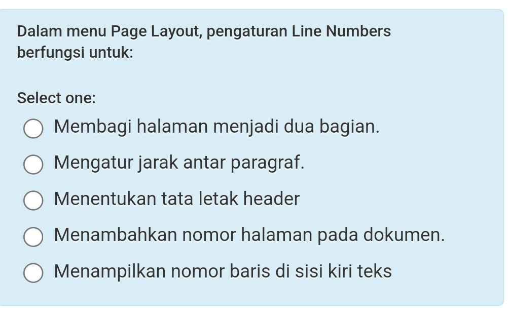Dalam menu Page Layout, pengaturan Line | StudyX