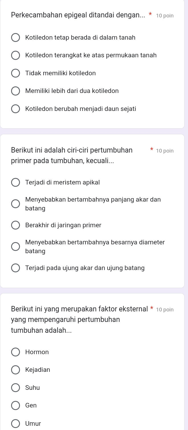 Perkecambahan epigeal ditandai dengan... | StudyX