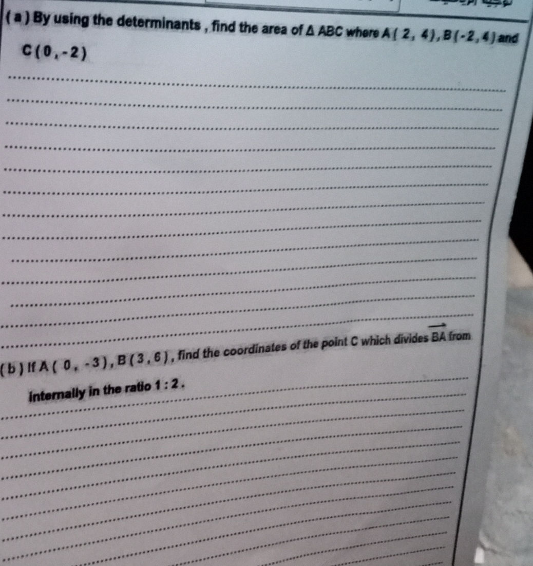 (a) By using the determinants, find the area | StudyX
