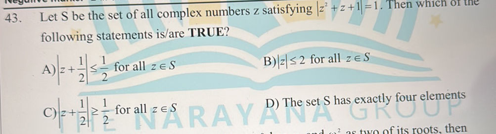 Let S be the set of all complex numbers z | StudyX