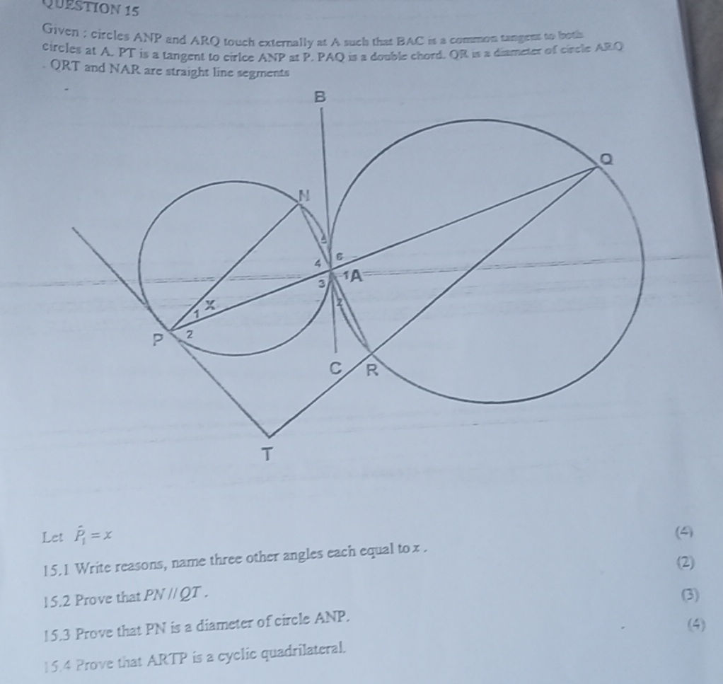 Given: circles ANP and ARQ touch externally | StudyX