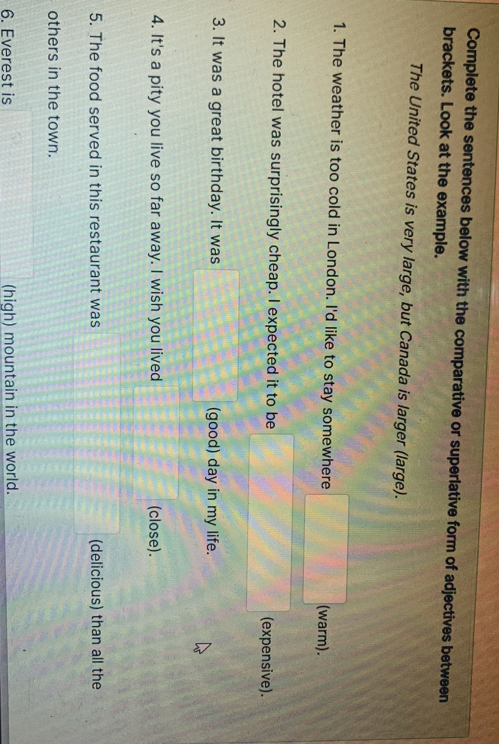 Complete the sentences below with the | StudyX